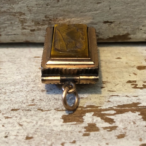 Jewelry | Victorian 1k Fob Double Picture Locket Tigers Eye Bloodstone ...